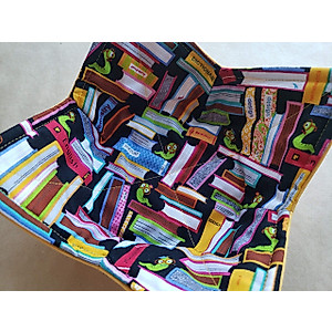 Bookworm Microwave Bowl Cozy Books Library Librarian Bibliophile Reversible Microwave Soup Bowl Holder Handmade Housewarming Hostess Gifts Under 10