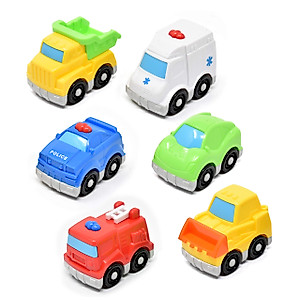 Number 1 in Gadgets Mini Toy Vehicles for Toddlers, 6 Pack Dump Truck Car Fire Truck Construction Police Ambulance Plastic Cars Play Kit Set
