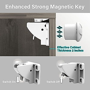 Heart of Tafiti Magnetic Cabinet Locks (6-Packs 1 Key), Baby Proofing Drawer Lock, Multi-Purpose Cupboard Drawers Latches, Safe & Easy Install, Strong Adhesive, No Screws or Tools Needed.