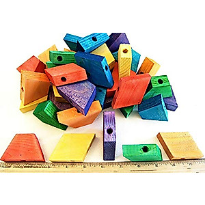 Wood Large Colored 36 Wooden Blocks Parrot Bird Parts cage Toy African Grey Cockatoo