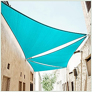 ColourTree 32' x 32' x 32' Turquoise Triangle CTAPT32 Sun Shade Sail & Canopy Mesh Fabric UV Block & Commercial Heavy Duty & 190 GSM 3 Years Warranty (We Make Custom Size)