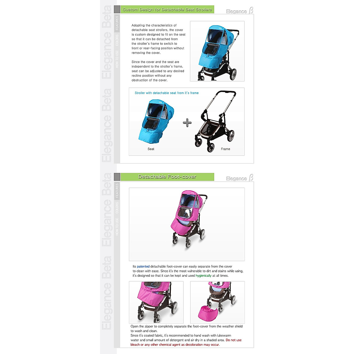 Manito Elegance Beta Stroller Weather Shield/Rain Cover - Purple