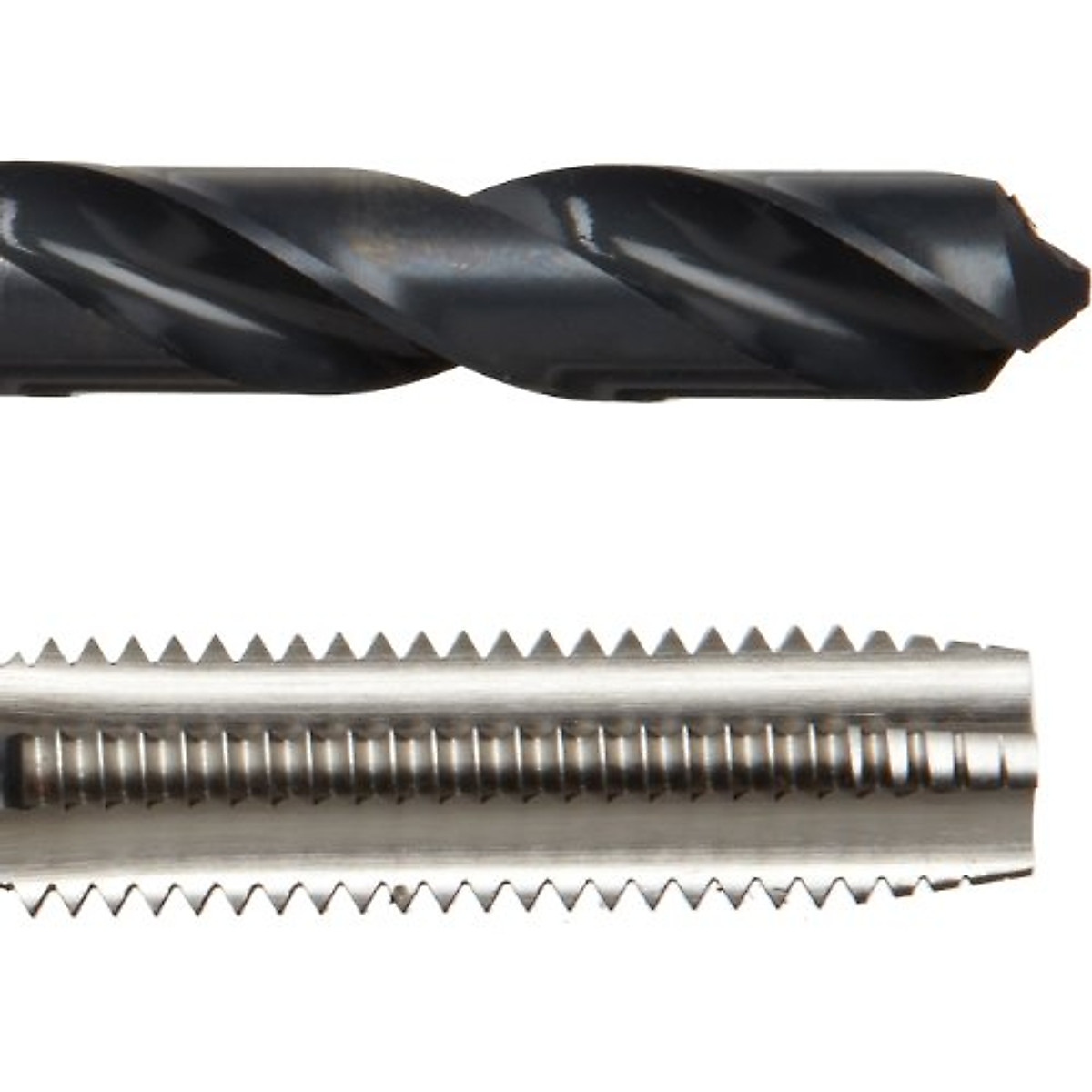 Chicago Latrobe 52541 HM18 High-Speed Steel Jobber Length Drill Bit and Tap Set with Metal Case, Black Oxide Drill Bits/Uncoated Taps, Metric, 18-piece, Metric Drill Bit Sizes, M2.5 to M12 Tap Sizes