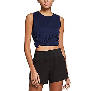 BALEAF Women's Sleeveless Athletic Shirts Workout Running Tank Tops Active Gym Tops Navy Size M