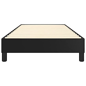 vidaXL Box Spring Bed Frame Home Indoor Bedroom Bed Accessory Wooden Upholstered Single Bed Base Furniture Black 39.4"x74.8" Twin Faux Leather