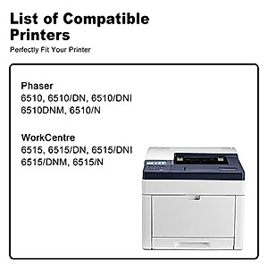 6510 / 6515 Extra High Capacity Toner Cartridge Compatible Replacement for Xerox Phaser 6510, WorkCentre 6515 Printer 4-Color Set (1 Black 1 Cyan 1 Magenta 1 Yellow)