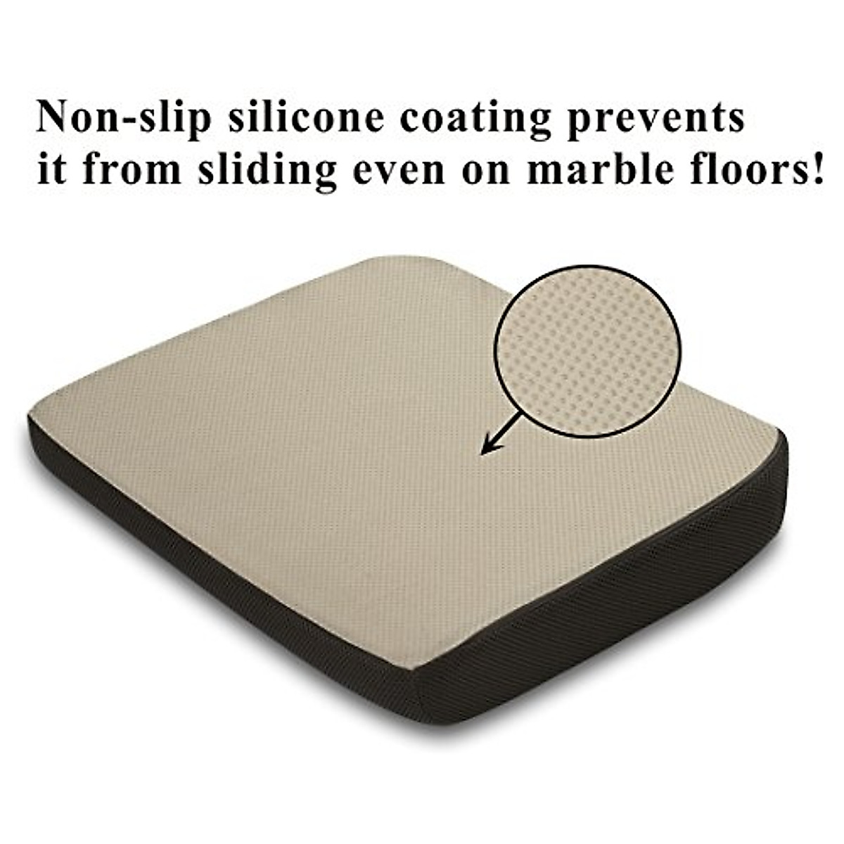 TravelMate Extra-Large Memory Foam Seat Cushion – Perfect for Office Chair and Wheelchair – Does Not Slip Even on Smooth Marble Floors – Washable & Breathable Cover – Relieves Back Pain – 19”x17”x3”