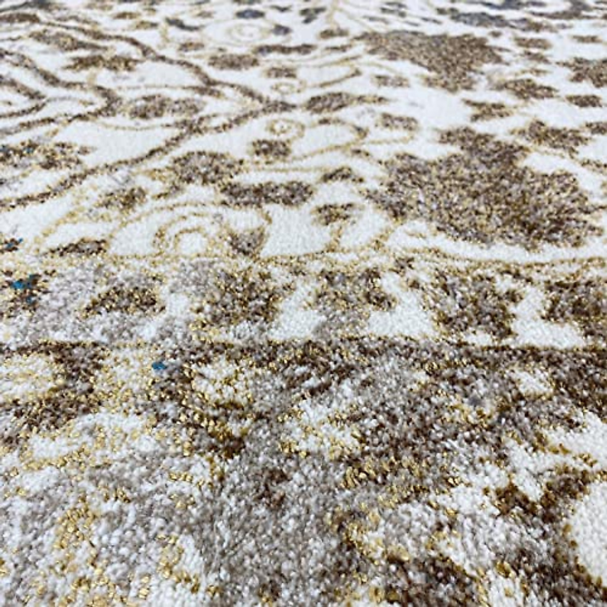 Luxe Weavers Rug 6495 – Distressed Floral Area Rug, Cream 5x7