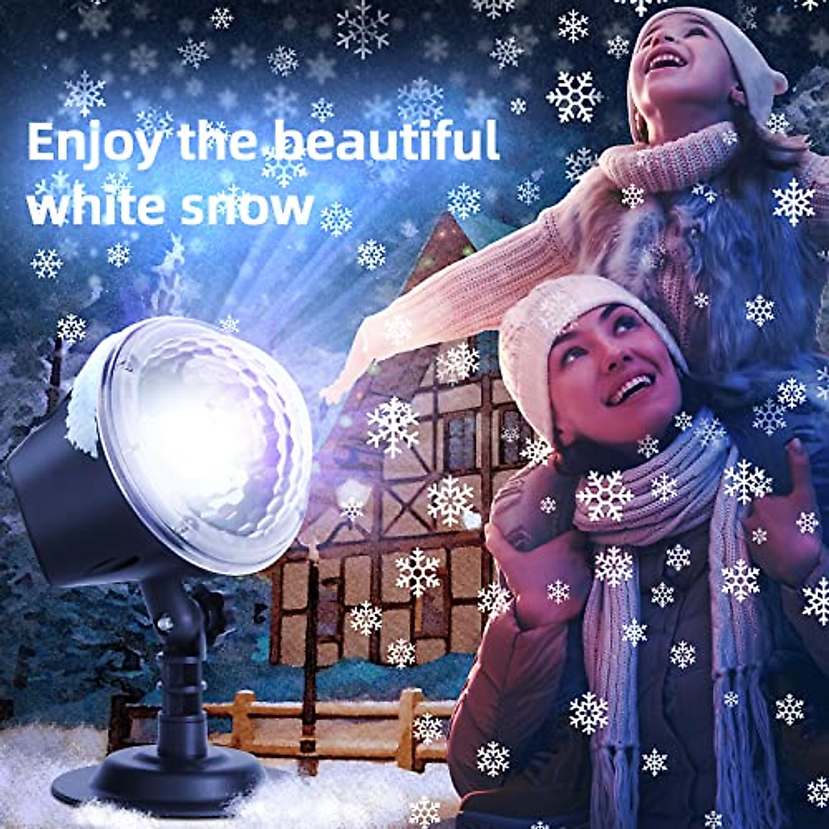 FRANDEK Christmas Snowflake Projector Lights Outdoor, Led Snowfall Lights Waterproof Decorative Christmas Lights Lighting for Xmas Holiday Party Garden Patio Indoor Home Decoration Show