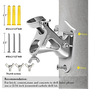 Uelfbaby Flag Pole Holder Bracket with Drainage Design, 304 Stainless Steel Heavy Duty Flag Pole Bracket Mounting Bracket 2 Positions for 1 inch Flag Pole Wall Flag Mount House & Estate