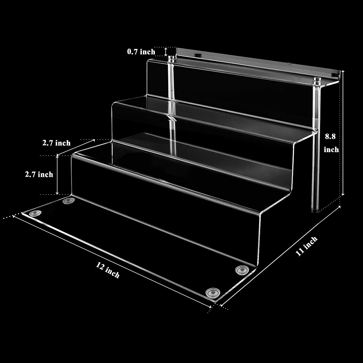 LileZbox Acrylic Display Risers Shelf for Pops Figures, Clear 4-Step Display Stand for Display Or Collection( 12 X 9 in) (large-2 pack)