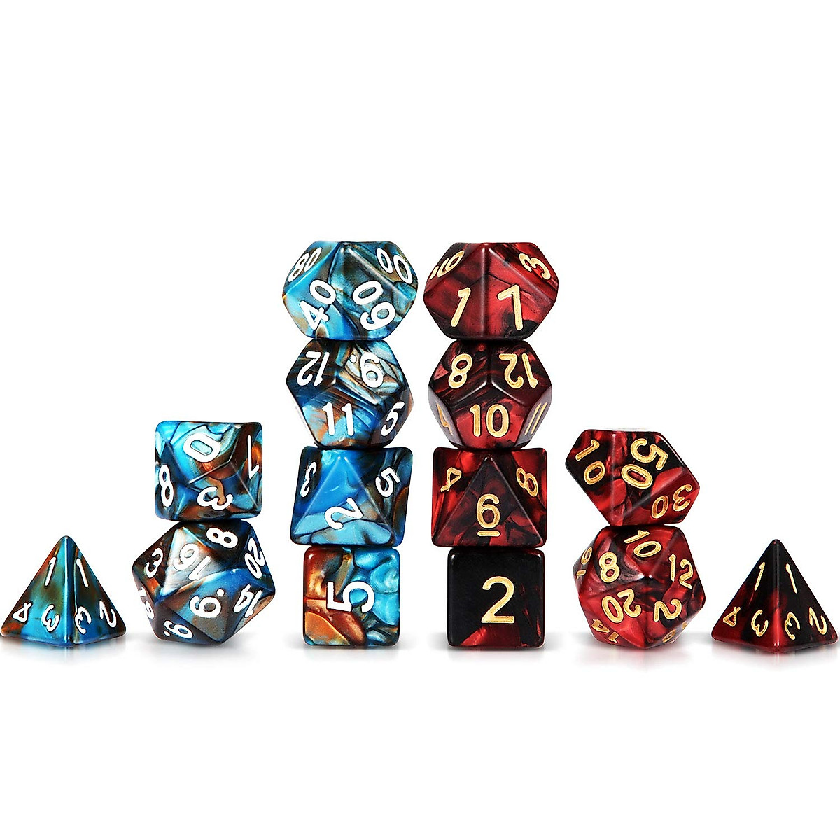14 Pieces 7-die Dice Set Polyhedral Dice Compatible with Dungeons and Dragons with Black Pouch