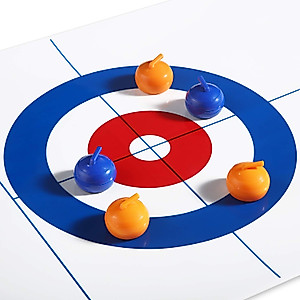 8 Pieces Tabletop Curling Game Pucks Replacement Shuffleboard Rollers Sliding Bead Games for Kids and Adults (Blue, Orange)