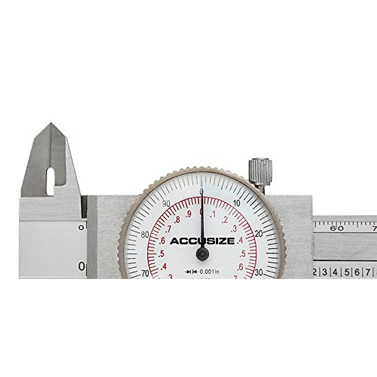 Accusize Industrial Tools 8''/200 mm by 0.001''/0.02 mm Dual Needle Precision Dial Caliper Stainless Steel in Fitted Case, Imperial/Metric, P920-S238