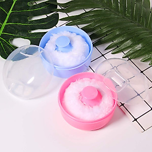 Arroyner 2Pcs Baby Body Cosmetic Powder Puff Body Powder Puff and Container Case (Pink and Blue) (2pcs)