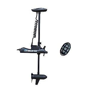 AQUOS Haswing Black 12V 55LBS 48inch Electric Bow Mount Trolling Motor with Remote Control for Inflatable Boat Kayak Bass Boat Aluminum Boat Fishing, Freshwater and Saltwater Use