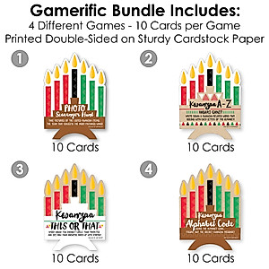 Big Dot of Happiness Happy Kwanzaa - 4 African Heritage Holiday Games - 10 Cards Each - Gamerific Bundle