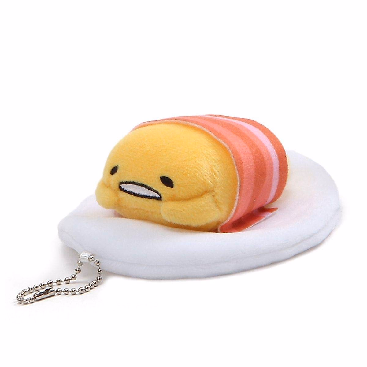 GUND Sanrio Gudetama the Lazy Egg with Bacon Stuffed Animal Plush Keychain, Multicolor, 4.5"