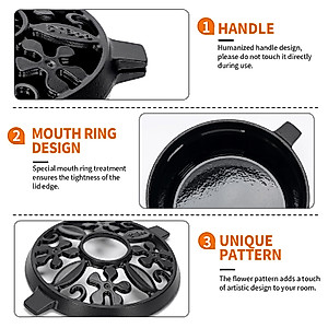 STBoo Wood Stove Steamer: Cast Iron Fireplace Humidifier | Indoor Pot for Home Heating | Round Bowl Fire Place Stove Covers Accessories Decorative | Matte Finish & Rust Resistan & 2.7 Quart, Black