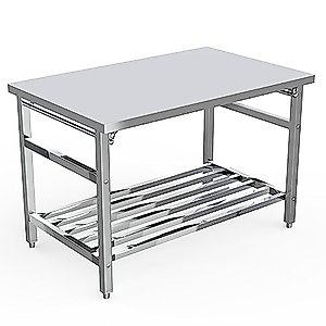 Stainless Steel Folding Table for Prep & Work 48x30 Inches, NSF Commercial Foldable Kitchen Heavy Duty Table with Undershelf for Restaurant, Home and Hotel