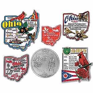 Ohio Six-Piece State Magnet Set by Classic Magnets, Includes 6 Unique Designs, Collectible Souvenirs Made in The USA