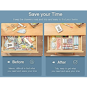 Puroma 18Pcs Drawer Organizer Set 4-size Versatile Vanity and Bathroom Drawer Organizers, Clear Plastic Desk Drawer Organizer Trays and Customize Layout Storage Bins for Makeup Kitchen Office (Clear)