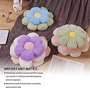 AZCHEN Flower Pillow Cushion Decorative Throw Pillow Chair Flower Pillow Plush Floor Pillow (15.7 in, Brown White)