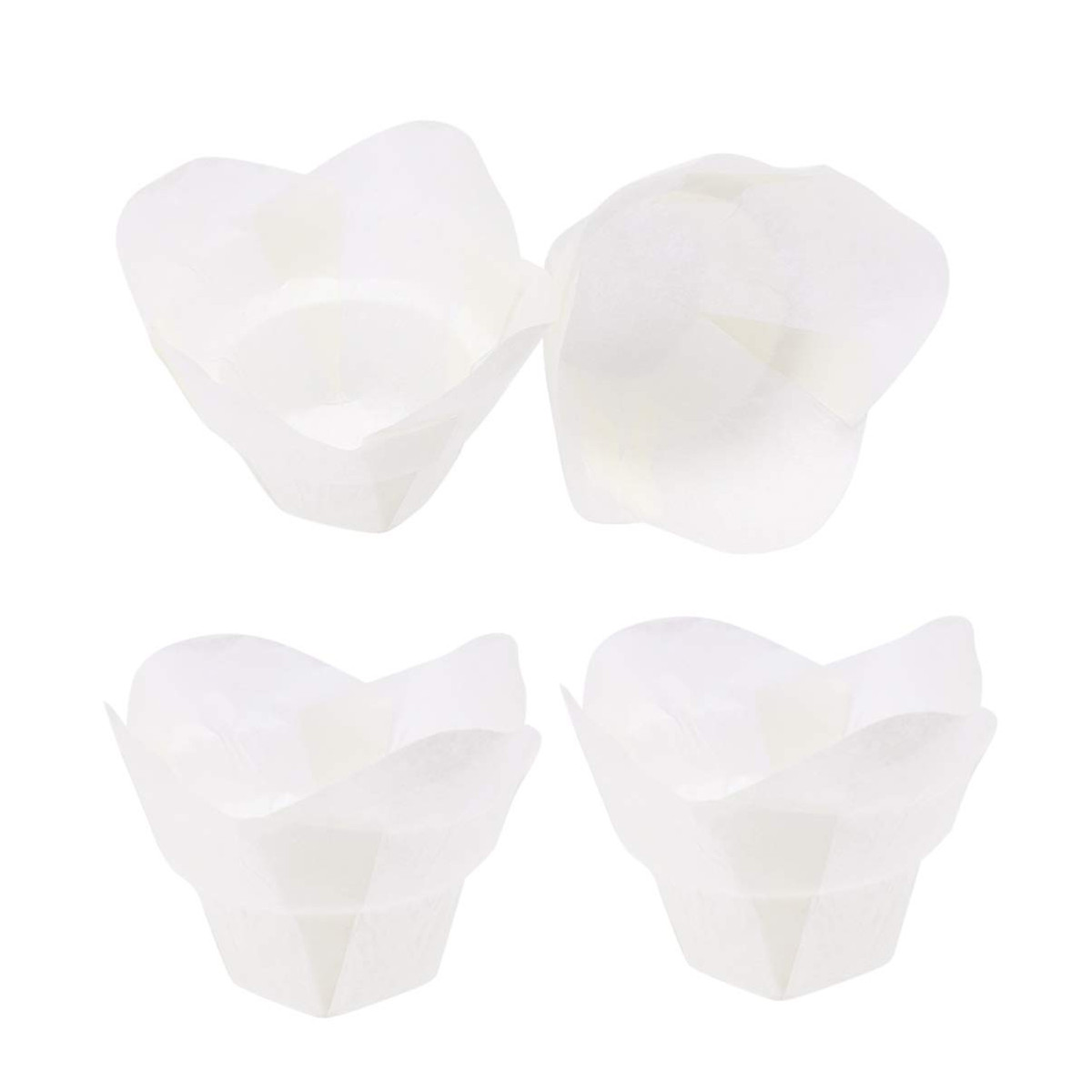 Cabilock 100pcs Mini Paper Baking Cups Lotus Shape Grease Proof Cupcake Liners For Cake Balls Muffins Cupcakes Candies (White)