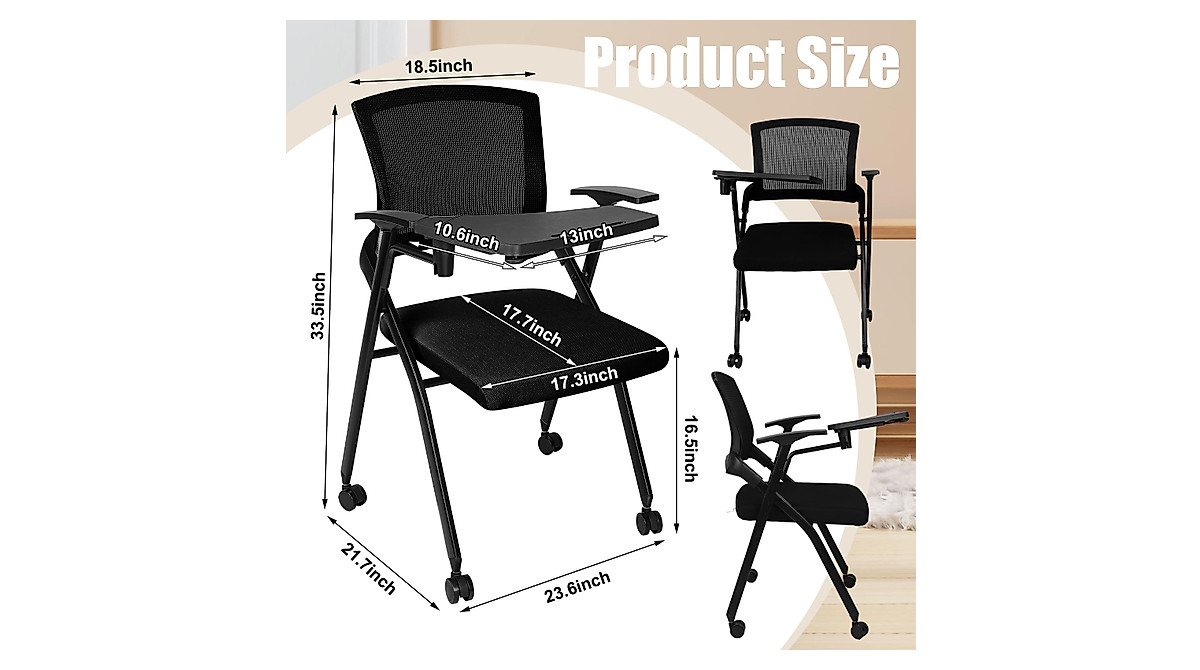 Sintuff Tablet Arm Folding Chair - Stylish & Convenient