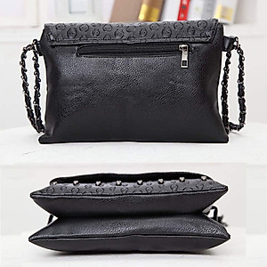 Rullar Punk Women Shoulder Top-handle Bag Skull Chain SatchelTote Handbag Purse Clutch (Skull)