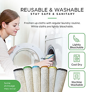 Whiffkitch Bamboo Dishcloths for Kitchen and Multi Surface Cleaning, 6"x7" 6pk Set, Reusable, Washable, Scrub-Non-Scratch, Extra Absorbent, Quick Drying, Eco Friendly Rags, Household Essential Cloths