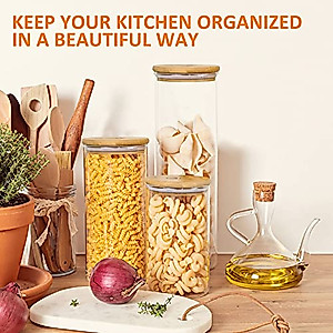 M MCIRCO Kitchen Canisters Set, 9Pcs Airtight Glass Jars with Bamboo Lids, Glass food Storage Containers for Kitchen & Pantry Organization, Cookie, Coffee, Pasta, Nuts and Spice Jars, Stackable