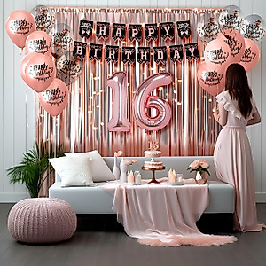 Happy 16th Birthday Decorations For Girls - Sweet 16 Party Decorations Pink, Sweet 16 Birthday Decorations For Girls, Sweet 16 Balloons, 16th Birthday Girl, 16th Birthday Balloons Sweet 16 Decorations
