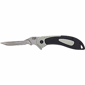 Old Timer Replaceable Blade Knife Kit with Interchangeable Scalpel Blades, Saw Blades, and Gut Hooks, Rubber Overmold Grip, and Liner Lock for Hunting, Skinning, and Outdoors