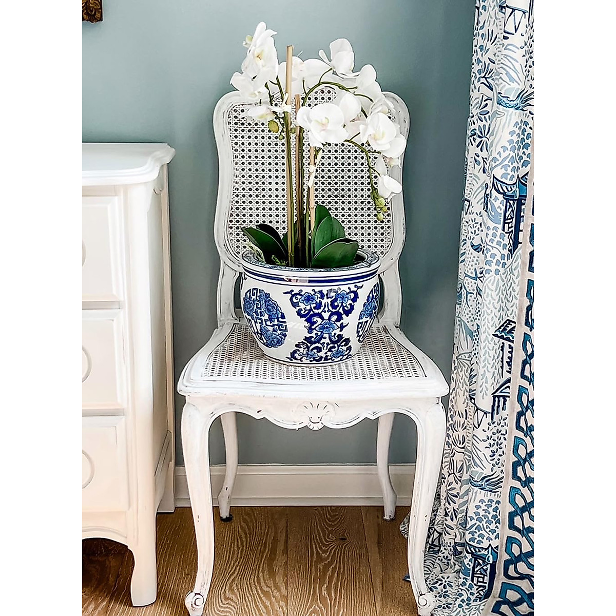 Serene Spaces Living 3 White Realistic Phalaenopsis Orchids in Pot, Artificial Potted Flowers - Beautiful Entryway Vase, Foyer Table Décor, Measures 26" Tall & 5" Diameter