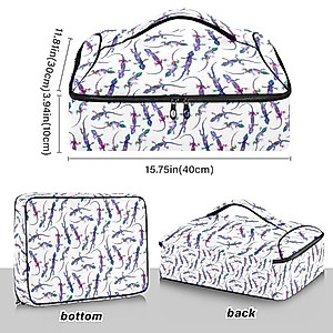 Kcldeci Insulated Thermal Food Carrier Insulated Casserole Carrier for Hot or Cold Food,Multicolor Geckos Insulated Tote Bag for Potluck Cookouts Parties Picnic,Lasagna Lugger