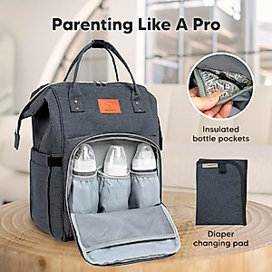 KeaBabies Baby Diaper Bag Backpack - Baby Bag for Boys,Girls, Waterproof Multi Function Baby Backpack, Large Diaper Bags for Baby Girl, Baby Boy, Travel Diaper Bag with Changing Pad (Mystic Gray)