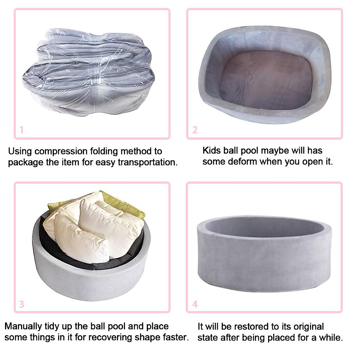 Triclicks Deluxe Kids Ball Pit Kiddie Balls Pool Soft Baby Playpen Indoor Outdoor - Ideal Gift Play Toy for Children Toddler Boys Girls (Grey)