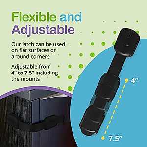 Adjustable & Reusable Child Safety Cabinet Locks & Latches, Baby Proofing Door Window, Cabinet, Toilet, & Refrigerator Lock, Child Safety Strap Locks with Adhesive Pads, Pack of 6, Black - Wonderkid