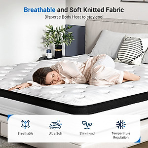 Avenco Cal King Mattress 10 Inch, Hybrid Mattress California King Medium Firm, Cal King Mattress in a Box with Gel-Infused Memory Foam and Pocketed Springs, Breathable Knit Fabric, Edge Support