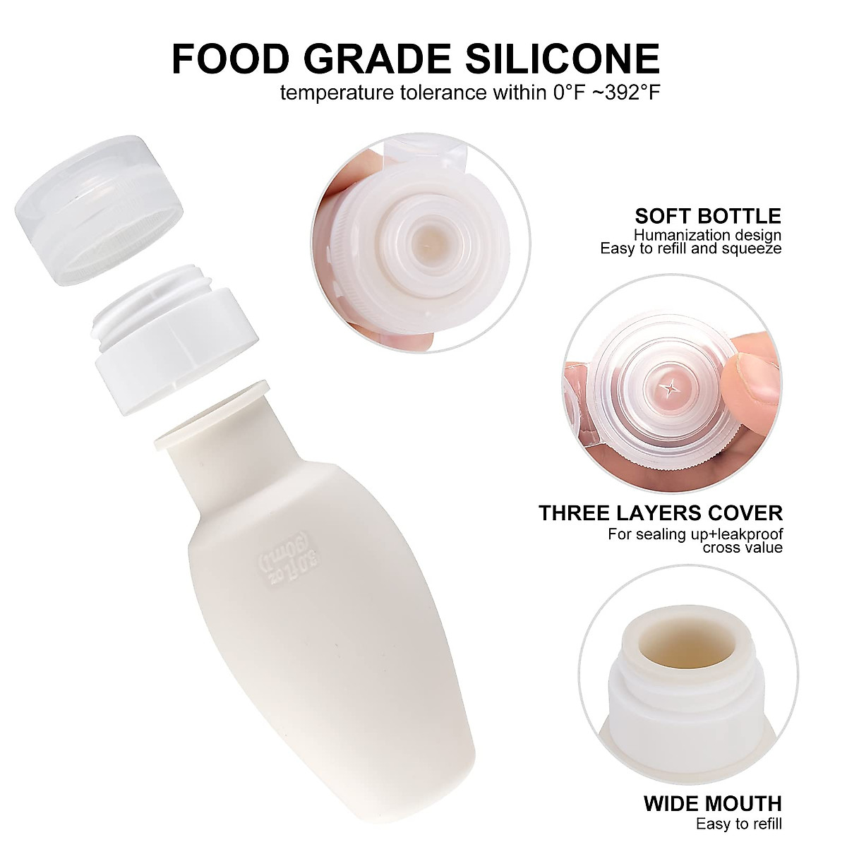 Beveetio 18 Pack Travel Bottles TSA Approved Containers,3oz + 2oz Leak Proof Travel Accessories Toiletries,BPA Free Silicone Squeezable Travel Tubes for Cosmetic Shampoo Conditioner Lotion Soap