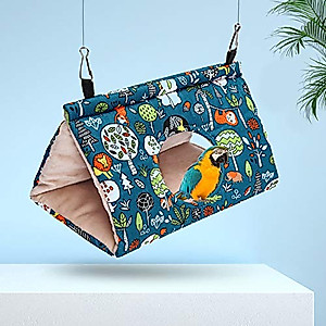 Petmolico Bird Nest Shed Hut House, Warm Hanging Hammock Cage Accessories Snuggle Sleeping Bed Hideaway for Parrot Parakeet Cockatiels Cockatoo Lovebird Finch, Medium Size
