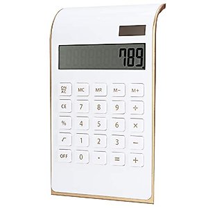 Financial Calculator Ultra Thin Solar Power Calculator Compact Size Solar Calculator, for Home Students Office Business(White)