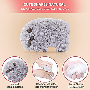 KECUCO Konjac Baby Sponge for Bathing, Natural Kids Bath Sponges for Infants, Toddler Bath Time, Cute Shapes Natural and Safe Plant-Based Konjac Baby Bath Accessories, 5pcs