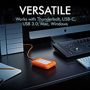 LaCie Rugged Mini 2TB External Hard Drive Portable HDD - USB 3.0/ 2.0 Compatible, Drop Shock Dust Rain Resistant Shuttle Drive, For Mac And PC Computer (LAC9000298), orange