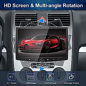 2G+32G Android 10 inch Single Din Car Stereo with Wireless Apple Carplay, Adjustable Touch Screen Bluetooth Car Radio Audio with GPS Navigation Android Auto WiFi USB FM HiFi + Backup Camera