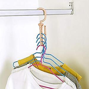 shlutesoy Plastic 5 Circle Anti-Slip Windproof Coat Clothes Hanger Buckle Rack Organizer Green