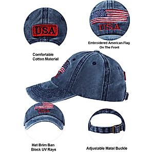 ROLVNHTV 4 Pieces USA Flag Hat American Patriotic Baseball Cap Tactical Hat for Men Adjustable Cotton Dad Hat Women Teens