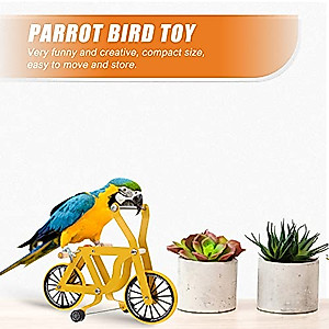 balacoo Bird Toys Parrot Training Playthings Mini Bicycle Bike Funny Bird Intelligence Toy Supplies for Parakeet Macaws Conures Yellow 15. 5x10x12. 5cm Conure Toys