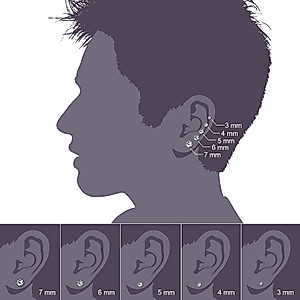 JewelrieShop Cartilage Tragus Earring Stainless Steel Stud Piercing Earring Flat Back Earrings Stud Flatback Screw Back Earrings for Women Men (16G, 6mm Bar Length, 3mm-7mm CZ, 5 Pairs)